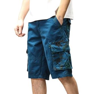 Generic Pantalons courts hommes &eacute;t&eacute; pantalon cargo sport style d&eacute;contract&eacute; imprim&eacute; v&ecirc;tements dext&eacute;rieur confortables shorts droits, bleu, 36