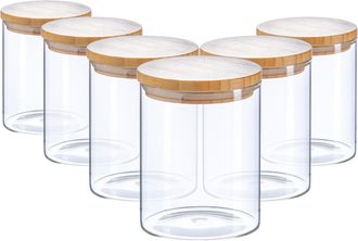 Argon Tableware Scandi -Glas -Glas -Gl&auml;ser Mit Holzdeckel - 750ml - Pack Von 6