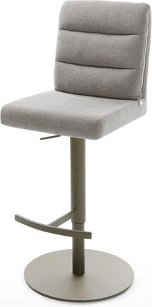 DELIFE Barstuhl Pela-Flex Strukturstoff Soft Grau Drehfu&szlig; h&ouml;henverstellbar Metall Titanfarben, Barst&uuml;hle