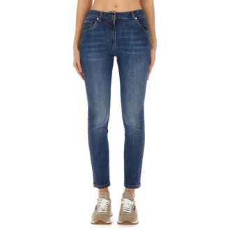 Brunello Cucinelli Femme, Jeans, Bleu, Taille: 40 FR Pantalon Slim Cinq Poches en Denim Stretch