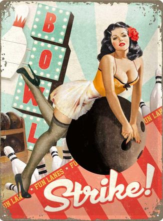 Nostalgic Art 23178 Open Bar Strike, Blechschild, 30 x 40 cm