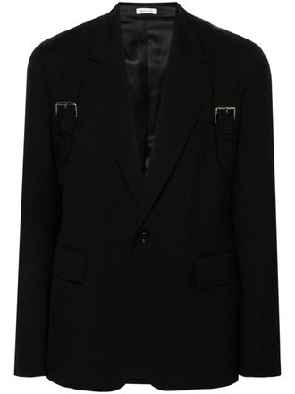 Alexander McQueen blazer Harness &agrave; simple boutonnage - Noir