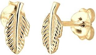 Elli Boucles dOreilles - Plaqué or - Plume - 0302212316