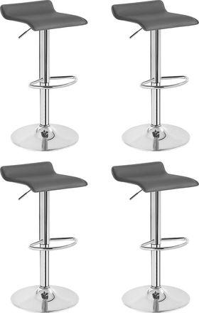Woltu Barhocker 4er Set, Höhenverstellbarer Barstuhl, 360° drehbarer Bistrohocker mit Fußstütze, aus Kunstleder Metall, für Bar Küche Theke Café, Grau+Silbe