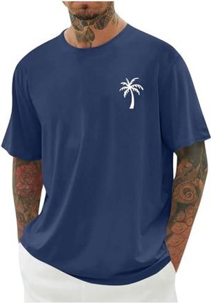 Generic T-shirts &agrave; col rond &agrave; manches courtes pour homme - L&eacute;ger - Hauts de loisirs - Confortable et respirant - Extensible dans de nombreuses couleurs - Chem