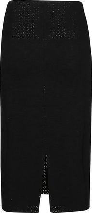 Victoria Beckham jupe en maille ajourée à coupe mi-longue - Noir