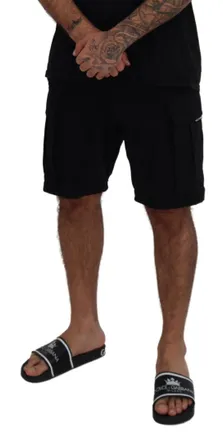 Dolce & Gabbana Mens Black Cotton Bermuda Cargo Shorts