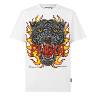 Philipp Plein T-Shirt &agrave; col rond SS Flame - Homme - Tops - Blanc - Taille: M
