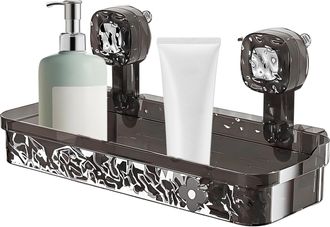 Generico Saugdusche Regall - DuschRegall mit Saugnapf | Duschregal, Seifenschale, Schwammhalter | Aufbewahrungs-Organizer mit Abflusslöchern, Seifenhalter ohne