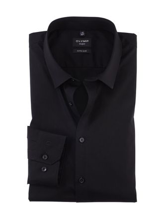 Olymp Herren Oberhemd Langarm No. Six,Einfarbig,super Slim,Urban Kent,schwarz 68,43