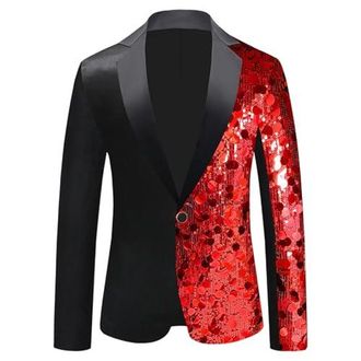 Generic Veste à Paillettes pour Homme, Coupe ajustée, Veste de Costume Scintillante élégante, Smoking de soirée, Blazer Bal, Manteau Performance