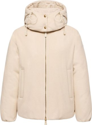 Moncler Moncler Doudoune Courte &Agrave; Capuche En Laine Et Cachemire Bonnaire, Femme, Beige, Taille: 00