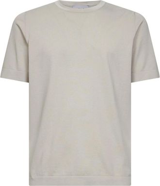 D4.0 Homme, Tops, Blanc, Taille: L T-shirt &agrave; col rond c&ocirc;tel&eacute;