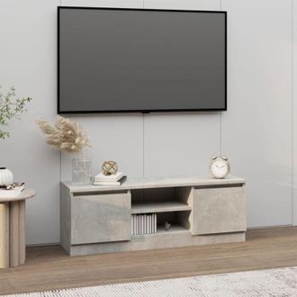 vidaXL Meuble tv avec porte Gris b&eacute;ton 102x30x36 cm Vidaxl