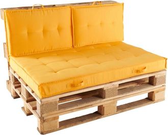 Oviala Pack salon de jardin palettes et cousinage jaune