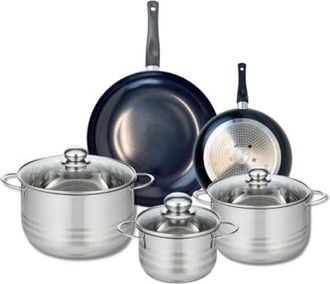 Fackelmann ELO 9727250 Batterie de cuisine 5 pi&egrave;ces, Ensemble de 2 Po&ecirc;les de cuisson 20 et 28 cm et 3 faitouts 16, 20 et 24 cm Elo Prima Brillant, inox, inductio
