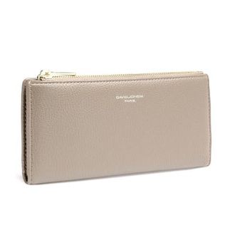 David Jones Portefeuille Compagnon Femme Simili Cuir - Porte-Cartes Long Porte-Monnaie Cuir synth&eacute;tique PU - Poche &agrave; Billets et Pi&egrave;ces - Marron Taupe