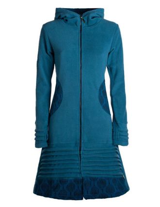vishes Kapuzenfleecejacke Damen Kapuzenjacke lang Fleece Hippiemantel &Uuml;bergangsjacke Hoodie, Retro Style, Alternative Bekleidung