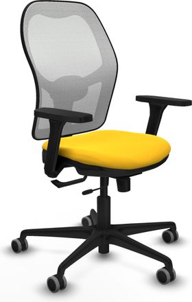 Piqueras y Crespo B&uuml;rostuhl mit 3D-Armlehnen, h&ouml;henverstellbare Lendenwirbelst&uuml;tze, ausgestattet mit Syncro/Translack und Schaumstoff, Rollen 65 mm, Parkett, Wei&szlig;/Gelb