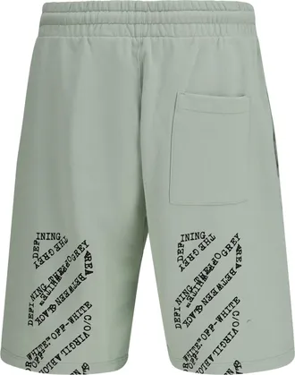 Off-white Mens Type Machine Arrow Skate Sweat Shorts With Front Logo Fade Out Mint Cotton Bermuda