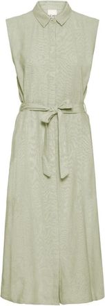 Ichi Midi Kleid mit Hemdkragen - - Dresses - Damen - Gr&uuml;n - M