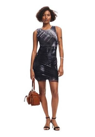 Desigual Femme 25swvk47 Robe D&eacute;contract&eacute;e, Noir, S EU