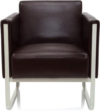 hjh OFFICE Lounge-Sofa 1-Sitzer Aruba Kunstleder Polstersofa Couch modern mit Metallgestell, 78 x 67 x 71 cm, Braun