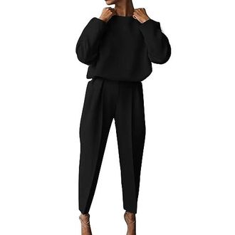 Generic Ensemble de v&ecirc;tements de d&eacute;tente pour femme UK pour femme - D&eacute;contract&eacute; - Automne et hiver - Haut gilet et pantalon tendance - Couleur unie - Fermetur