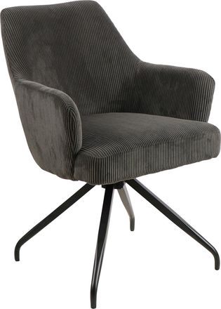 MID.YOU Mid.you Armlehnstuhl Cord, Grau, Holz, Metall, Textil, Pappel, Sperrholz, Drehkreuz, 57x86x65 cm, Sitzfläche 360° drehbar, Esszimmer, Stühle