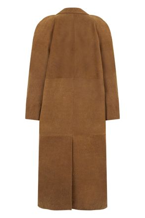 The Mannei Womens Long Leather Coat Brown Cow Hide Jackets