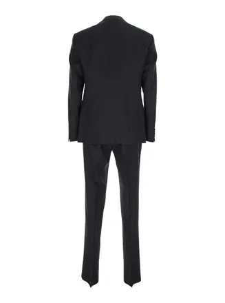 Emporio Armani Mens Suit With Peak Lapel, Black Satin Suits
