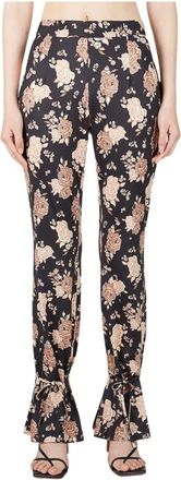 Rokh Femme, Pantalons, Noir, Taille: 40 FR Floral Pants