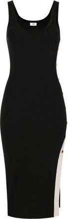 Elisabetta Franchi Femme, Robes, Noir, Taille: 36 FR Robe Tricot&eacute;e avec Bandes en Viscose Brillante
