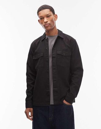 AllSaints Spotter - Slim Fit Hemdjacke in Schwarz