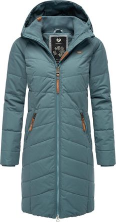 Ragwear Damen Wintermantel Warmer wasserdichter Steppmantel lang mit Kapuze Dizzie Coat Grey Gr. XXL