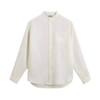 Woolrich Homme, Chemises, Blanc, Taille: M Chemise en lin teinte en pi&egrave;ce