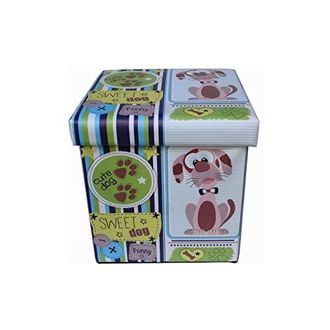 Biscottini International Sitzsack für Kinder und Erwachsene, 33 x 33 x 33 cm, wiederverschließbare Aufbewahrungsboxen mit Deckel | Sitzsack quadratisch mit Dekor