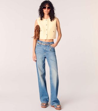 Maje Veston En Tweed - Jaune - Taille 42 - Maje