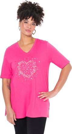 Miamoda Damen gro&szlig;e Gr&ouml;&szlig;en &Uuml;bergr&ouml;&szlig;en Plus Size T-Shirt, A-Linie, Herz-Print hibiskuspink 50 839085510-50