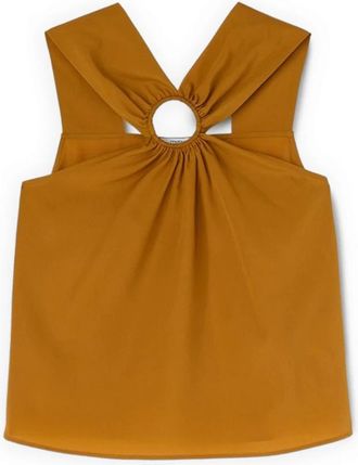 Motivi Femme, Tops, Jaune, Taille: 42 FR Top en cr&ecirc;pe de chine avec anneau