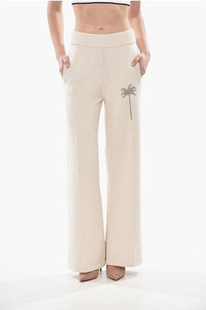 Palm Angels Knit Palazzo Pants PALM with Jacquard Logo size M