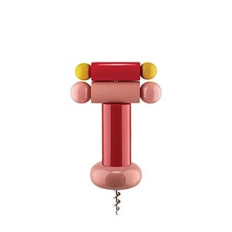 Alessi un Brindisi Disegnato ad Arte ES17 2 - Tire-Bouchon Design en Bois de H&ecirc;tre, Rouge, Jaune et Rose