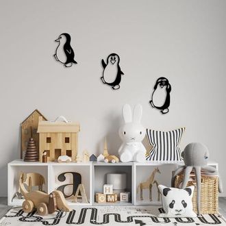 Hanah Home Stylish Black Decorative Metal Wall Accessory (3 Pieces) | 100% Metal, 1 mm Thickness | Perfect for Home Decor, Modern & Elegant Design