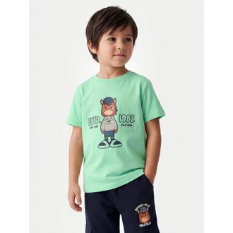 Beverly Hills Polo Club T-Shirt P-SS26B-TS0135 Gr&uuml;n Regular Fit