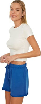 Trendyol Trendyol Damen Taillenbindung & Bermuda Casual Shorts, Blau, XS EU