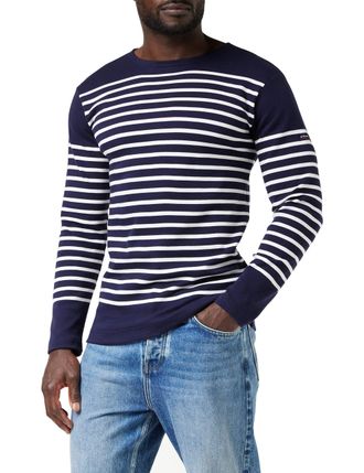 Armor Lux Herren Marine-Stil Amiral aus Dicker Baumwolle T-Shirt, Schiff/Weiß, Large