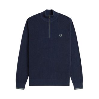 Fred Perry Blauer Geometrischer Pullover - - Sweatshirts & Hoodies - Herren - Blau - S