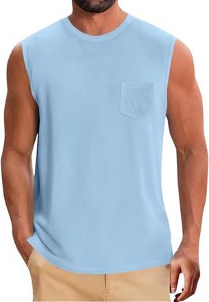 Generic D&eacute;bardeur de sport ray&eacute; pour homme - Sans manches - Pour entra&icirc;nement musculaire - D&eacute;bardeurs d&eacute;t&eacute; d&eacute;contract&eacute;s, bleu, 3XL