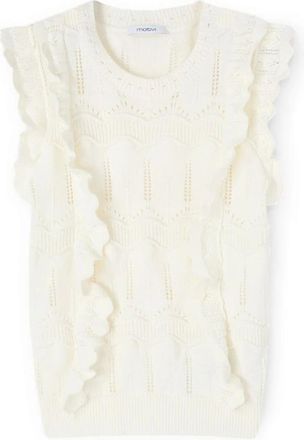 Motivi Femme, Tops, Blanc, Taille: 40 FR Top Tricot&eacute; &agrave; Volants