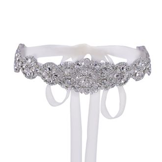 TOPQUEEN Glitzer Kristall Strass G&uuml;rtel Satin Sch&auml;rpe Brautg&uuml;rtel f&uuml;r Hochzeit Party Brautjungfernkleider (Naturweiss)